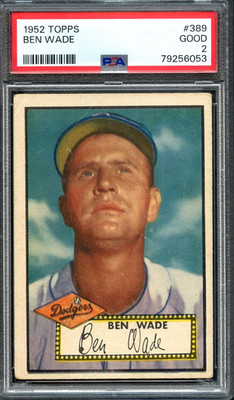 1952 Topps Tough High #389 Ben Wade PSA 2 Brooklyn Dodgers 6053 | eBay