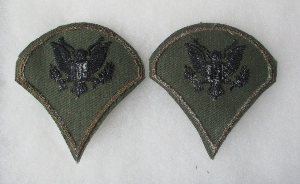 Pair 1960s US ARMY VIETNAM SPEC-4 Subdued JUNGLE PATCHES SPECIALIST E-4 ...