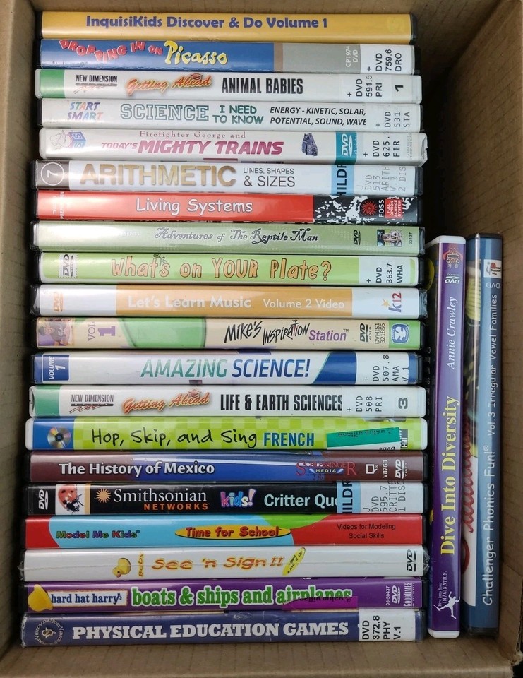 Lot 20+ Kids Educational DVDs Classroom Homeschool Art Science History ...