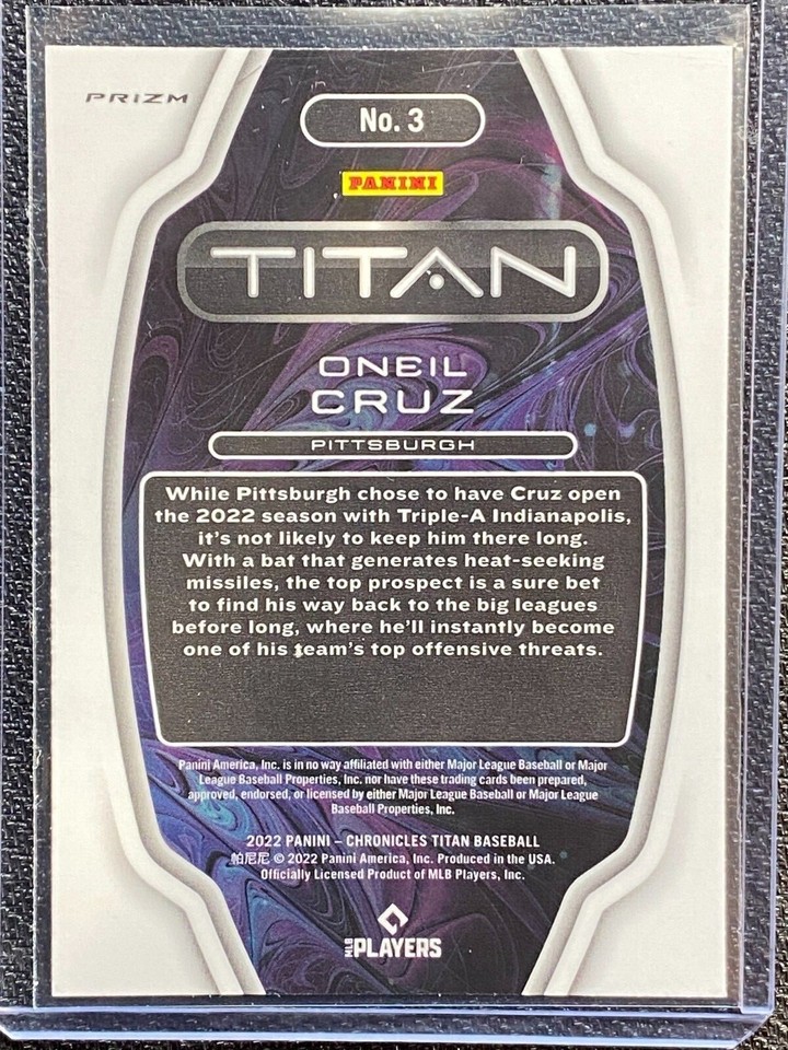 2022 Panini Chronicles #3 Oneil Cruz Titan Building Blocks Prizm Rookie ...