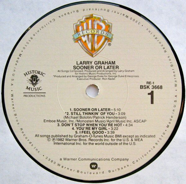 Larry Graham Sooner Or Later LP Album 1982 Soul Disco Funk Electro (VG+ ...