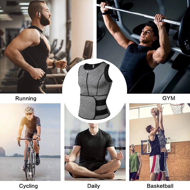 Men Sauna Sweat Vest Shirt Body Shaper Waist Trainer Fat Burn Tank Top ...