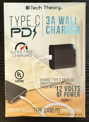 Tech Theory "Type C PD/3A Wall Charger" (TT-TCPD-01) | eBay