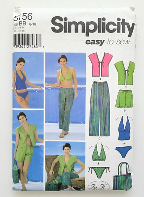 Simplicity Sewing Pattern 5156 Misses Pants Shorts Swimsuit Cover-Up 8 ...