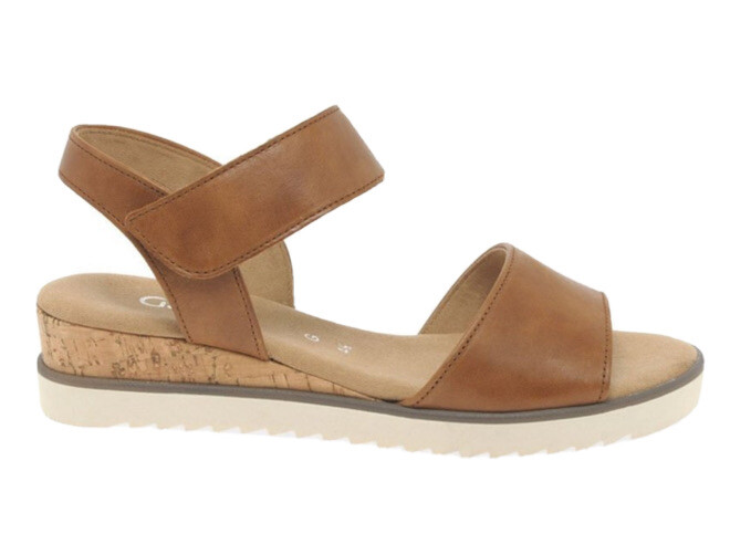 Gabor RAYNOR Womens Leather Summer Wedge Touch Fasten Sandal Camel Uk 5 ...