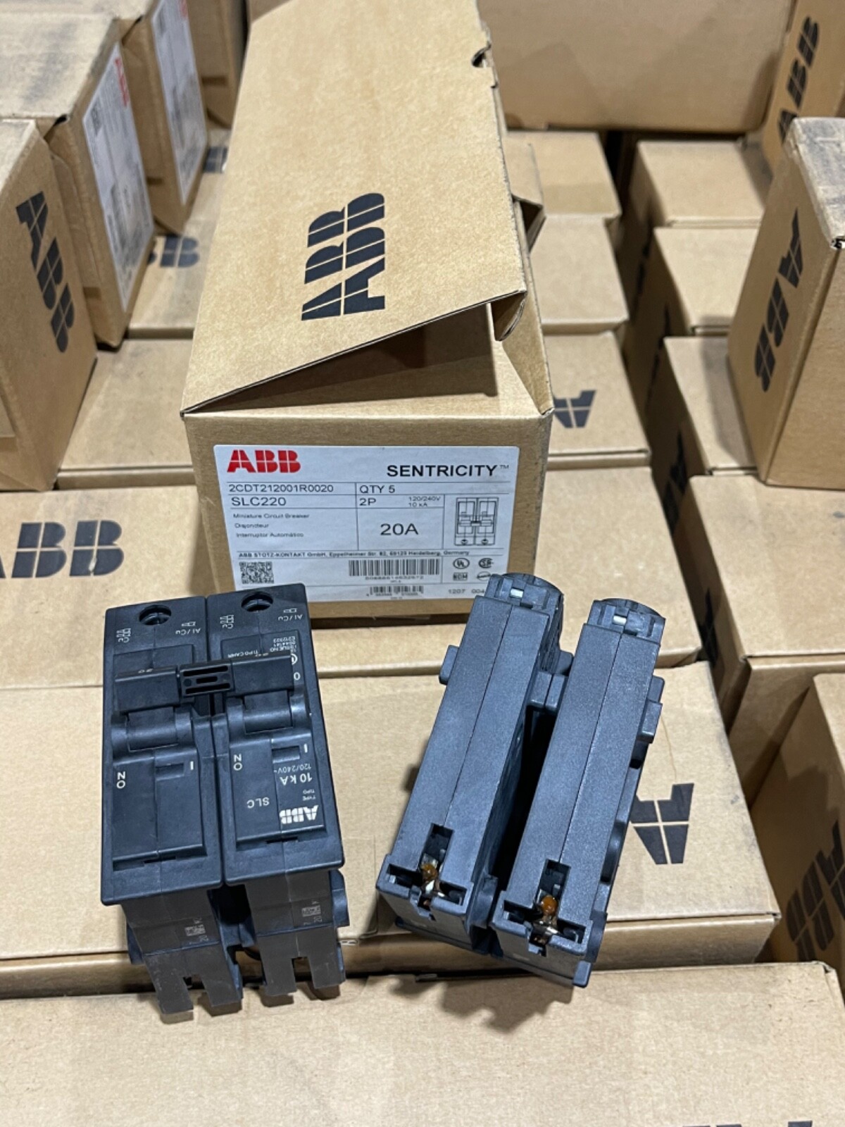NEW BOX/LOT OF 5 ABB GE 2 pole 20 amp circuit breaker SLC220 SAME AS ...
