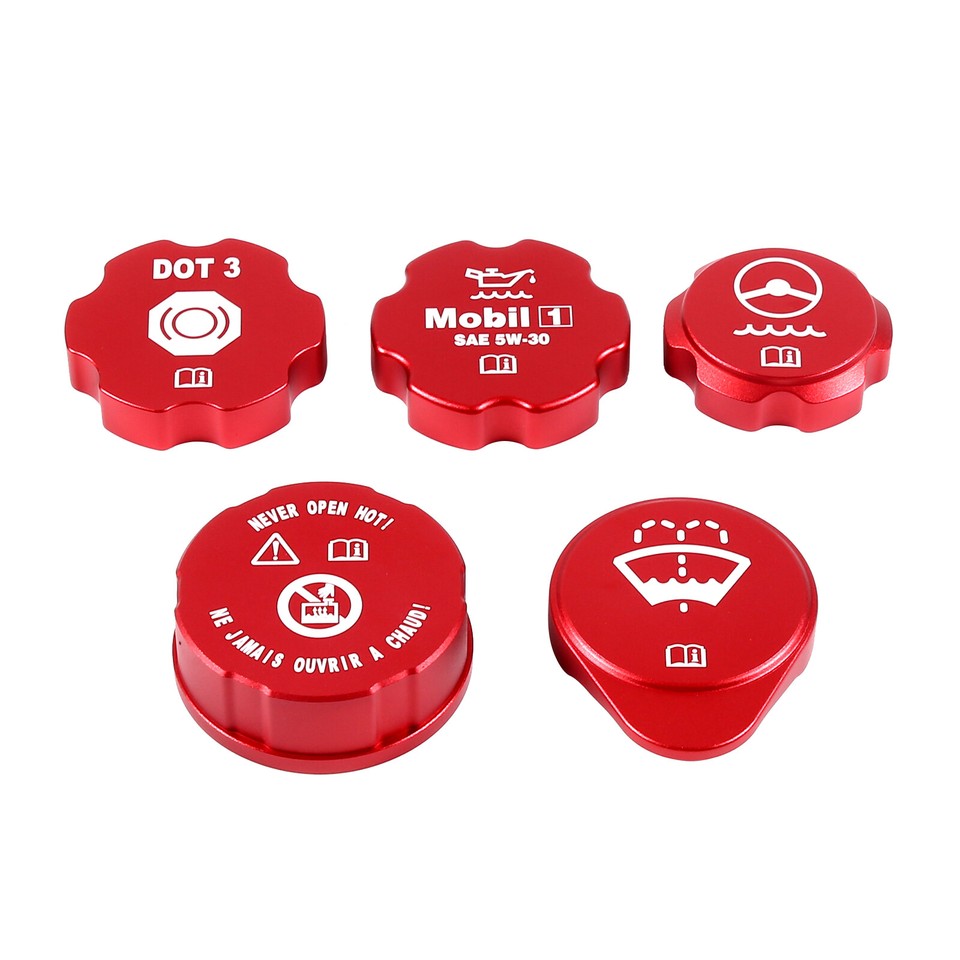 Red Alloy Engine Cabin Fluid Cover Decorate Caps For Corvette C6 Z06 ...
