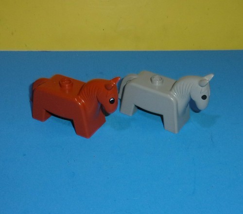 LEGO - Duplo, Farm Animals - Brown & Gray Horses - Old Style Chunky ...
