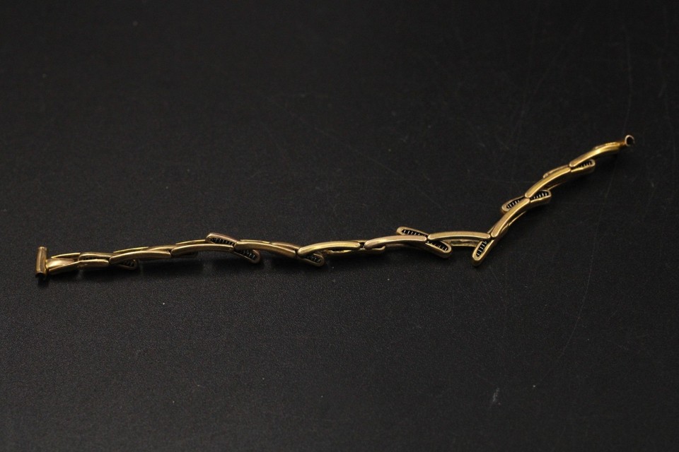 VINTAGE .375 9K ROSE GOLD Expendable Fancy Sprung Link Wrist Chain, 3 ...