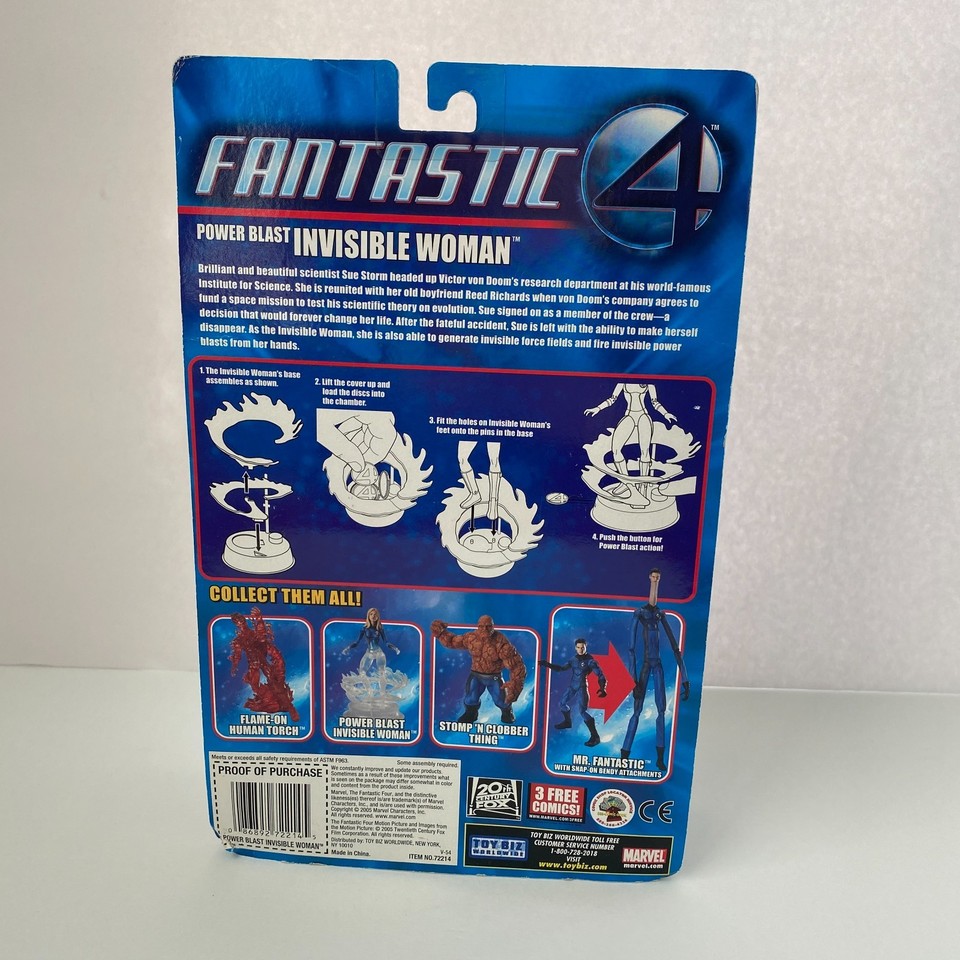 2005 INVISIBLE WOMAN Marvel Fantastic 4 Power Blast Articulated Action ...