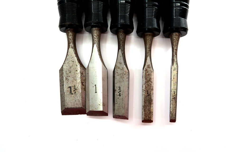 Set of 5 CRAFTSMAN WOOD CHISEL SET 36829 Vintage Chisels with Black ...