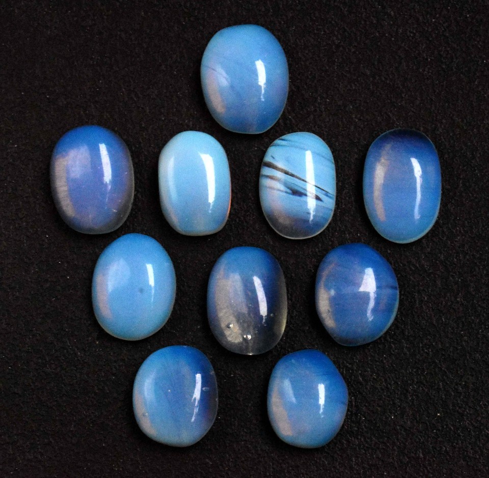 8 To 10 Cts Each Australian Blue Opal Oval Cab Certified 50 Pcs ...