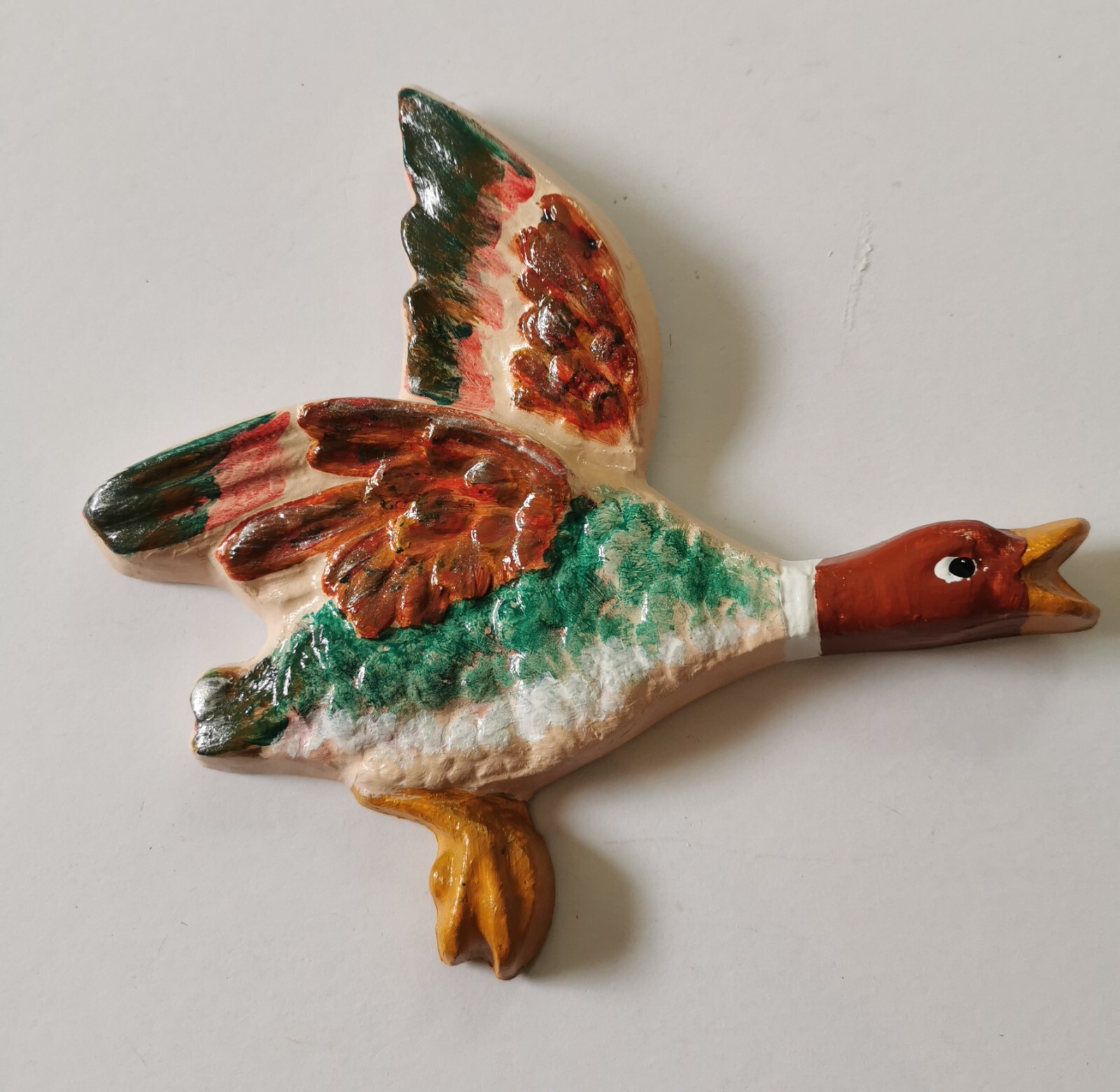 Flying ducks plaster wall hanging plaques handmade in UK kitsch birds ...
