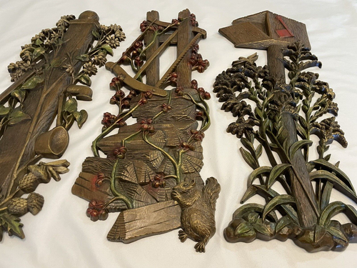 Vintage Burwood Products MCM Wall Plaques Set Of 3 Mailbox Garden Art ...