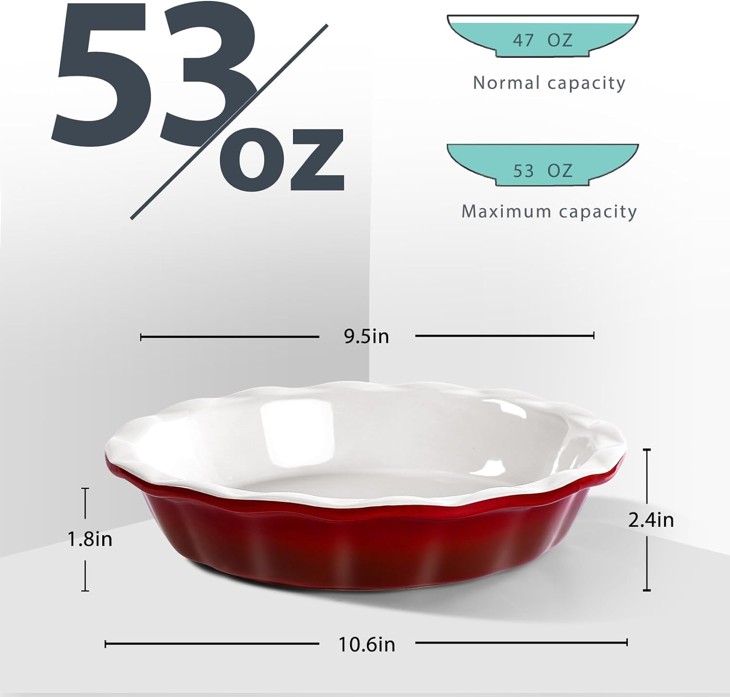 Pie Pans for Baking Ceramic 9 Inch Pie Dish with Rippled Edge Set of 2 ...