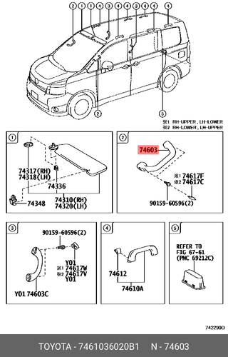 Original grip sub-assy, assist, front, 7461036020B1 for TOYOTA 74610 ...