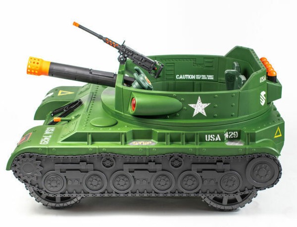 Thunder Tank Ride On Toy 24V Working Cannon Rotating Turret Sounds ...