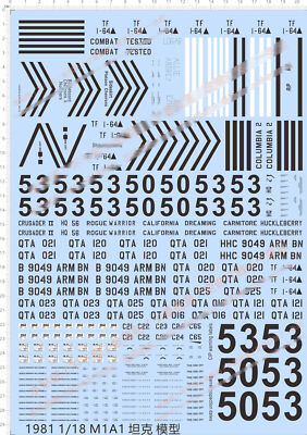 Precision Scale Detail Up 1/16 M1A1 Abrams Tank Markings Model Kit ...