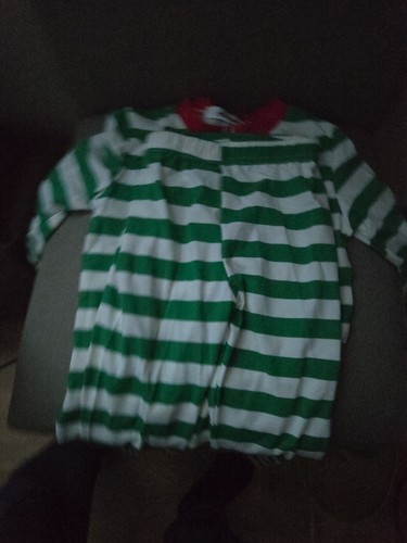 Unisex Kids Medium Green & White Striped Christmas Elf Pants Shirt ...
