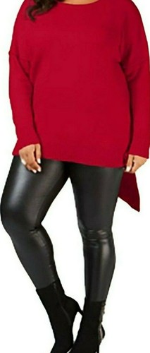 NY Collection Womens 1X Asymmetrical Red Sweater Stretch | eBay