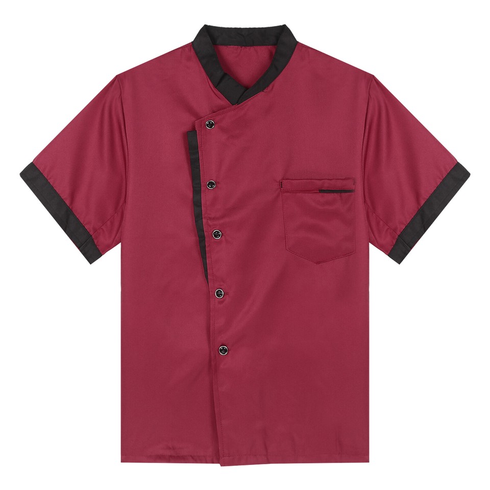 Men's Chef Coat Uniform Short Sleeve Cook Jacket Restaurant Kitchen ...