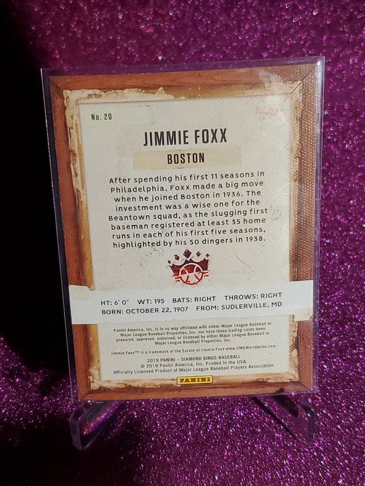 2019 Panini Diamond Kings Baseball Jimmie Foxx #20 Boston Red Sox HOF ...