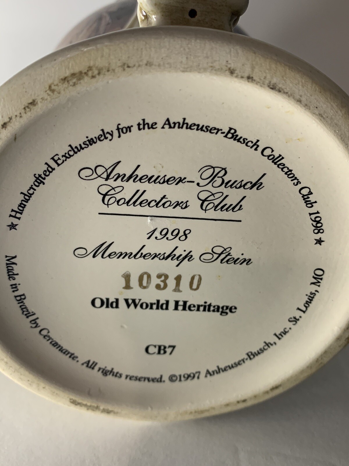 Anheuser Busch Collectors Club stein New 1998 CB7 "Old World Heritage ...