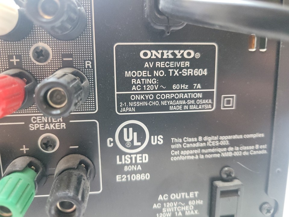 Onkyo TX-SR604 7.1 CH HDMI Home Theater Surround Sound Receiver System ...