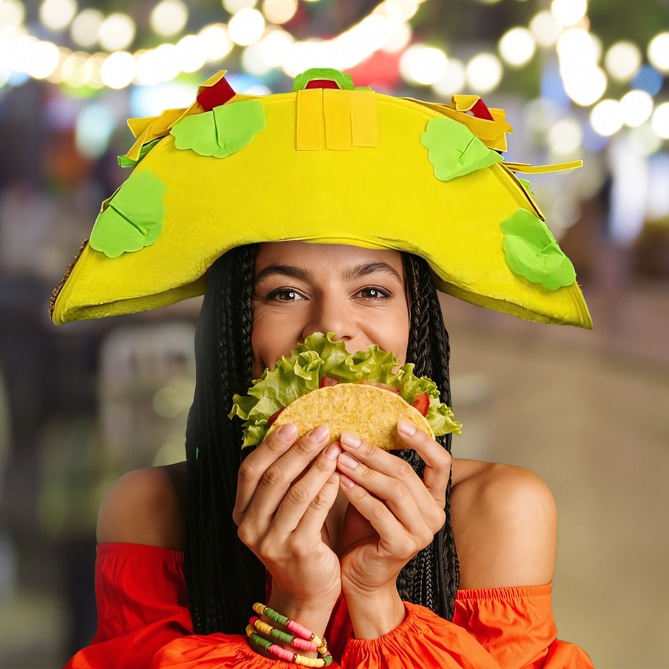 Adult Jumbo Taco Hat Mini Taco Headband Couples Friends Costume ...