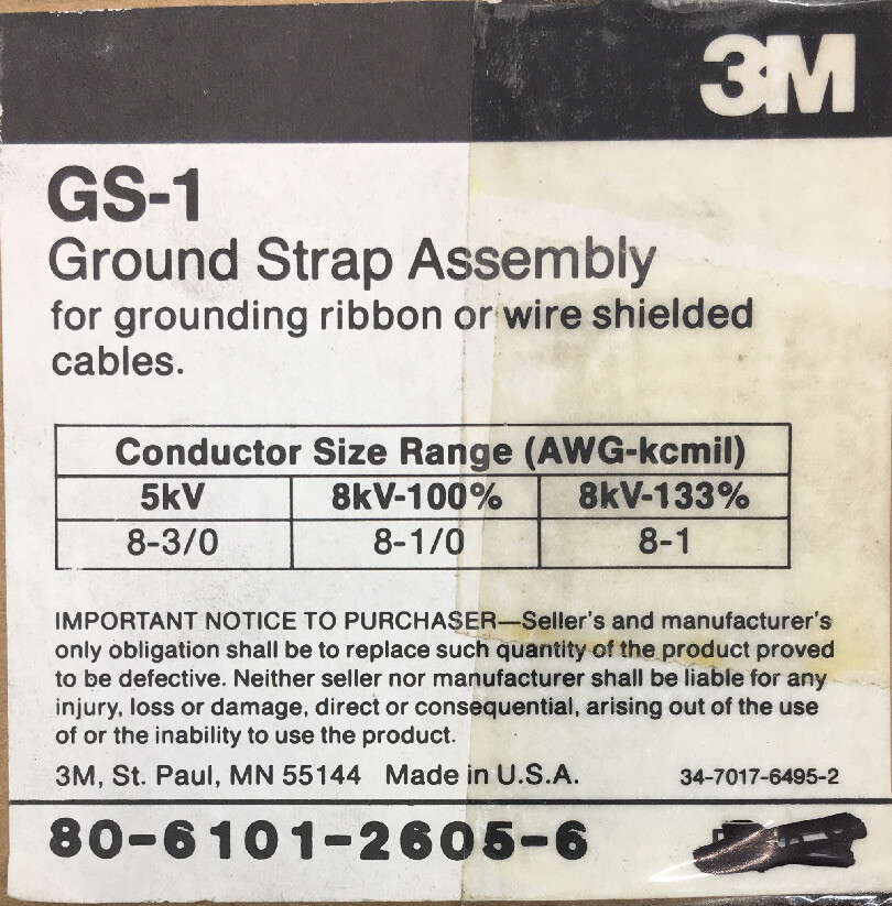 GS-1 3M Ground Strap Assembly Kit, Length 4-3/4 Inch Designed for PRICE ...