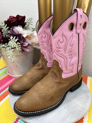 Old West CW2539Y Western Brown Pink Leather Buckaroo Boots Women’s Size ...