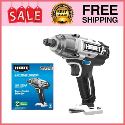 HART HPIW25 20-Volt 1/2-inch Battery-Powered Brushless Impact Wrench ...