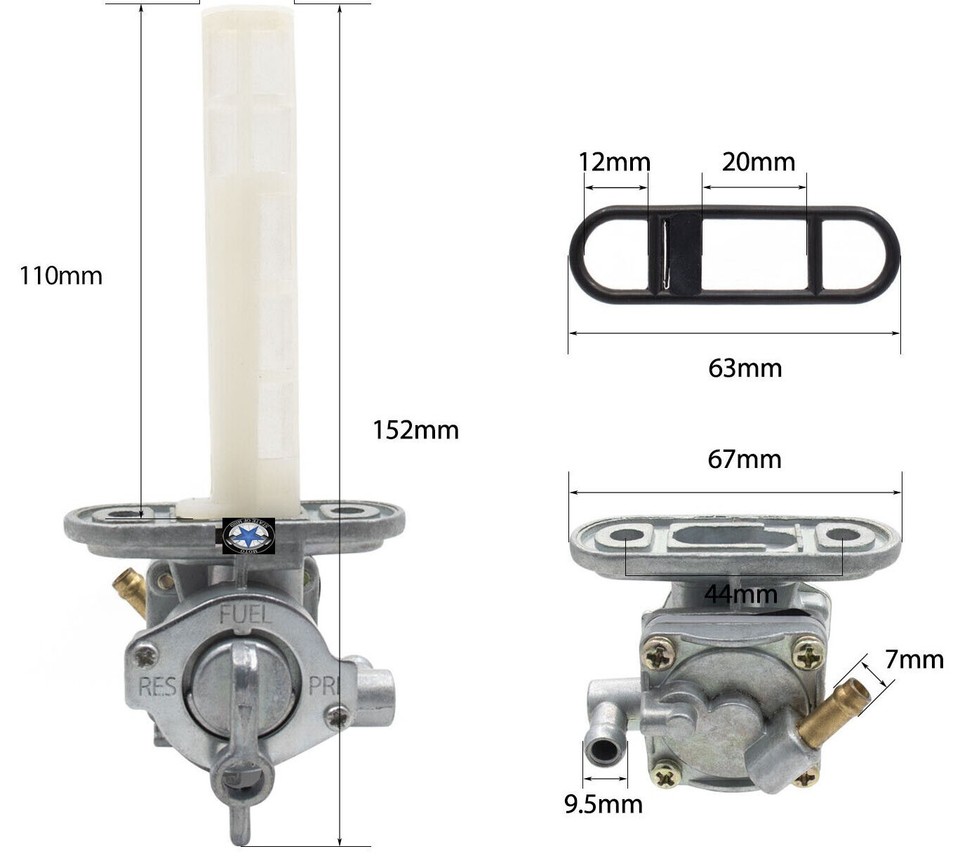 44MM Fuel Petcock Valve For Suzuki Honda Yamaha Kawasaki MOTORCYCLE | eBay