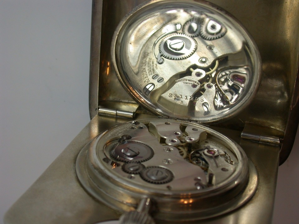Vintage 8 Day Concord Art Deco Sterling Silver & 14kt Gold Travel Clock ...