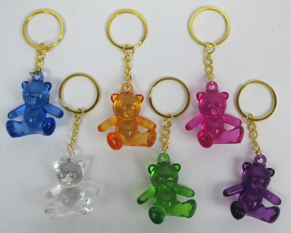 LOT OF 12,24 PC-ASSORTED COLOR PAINTED ON CRYSTAL CLEAR ANIMAL KEYCHAIN ...