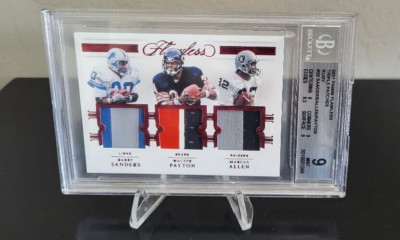 2021 Flawless Triple Patches Ruby Barry Sanders/Walter Payton/Marcus ...