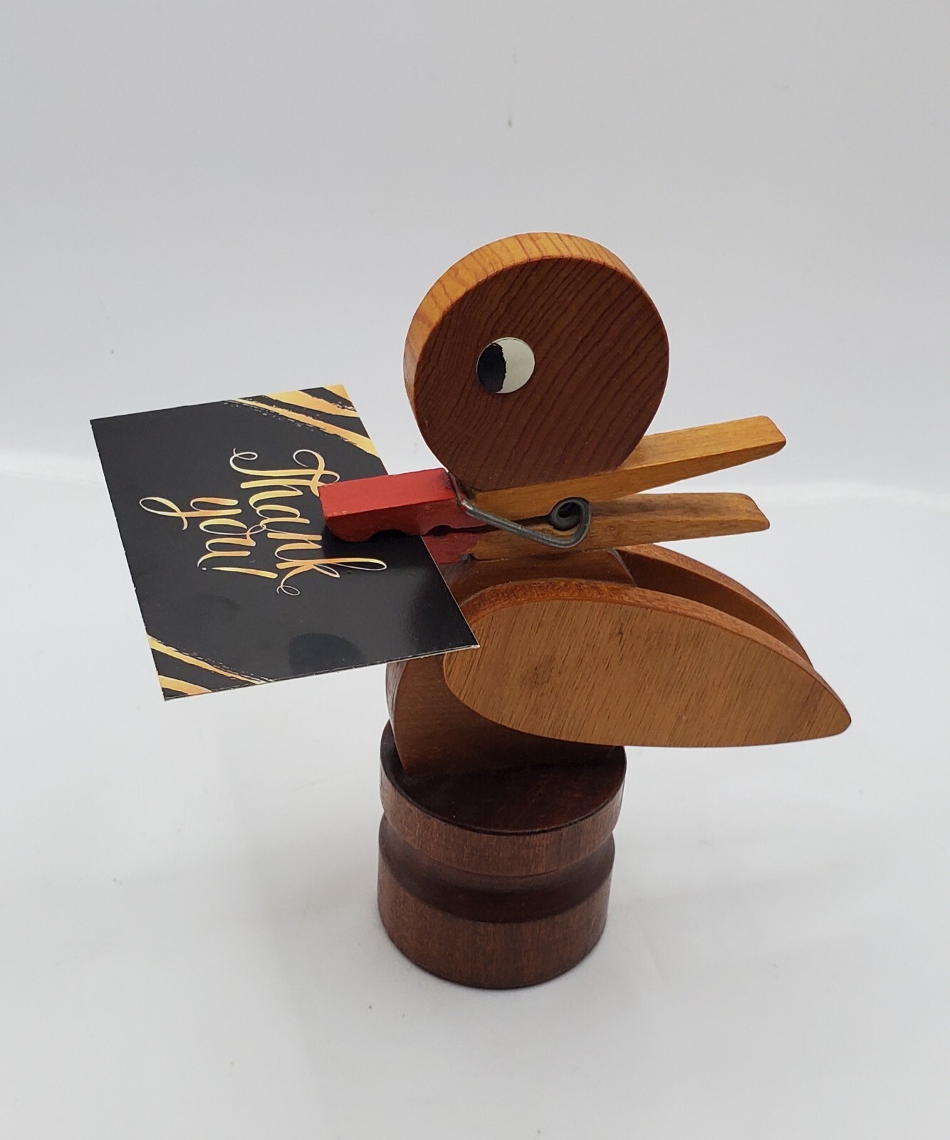 Vintage DUCK Receipt Cards Holder Folk Art Wood Hand made Woth Cloth ...