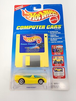 Hot Wheels Computer Cars 1995 Power Pistons Yellow w/ Interactive ...