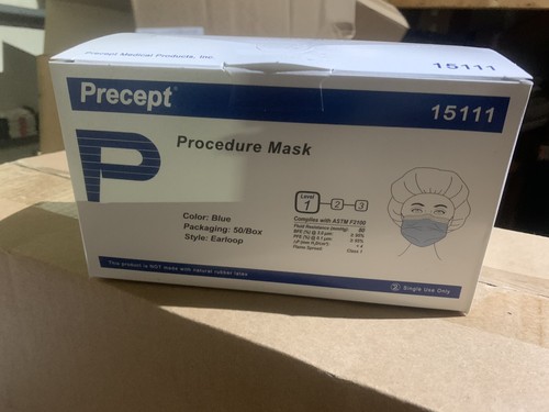 Precept 15111 earloop Procedure Mask Level 1 Blue color Case of 10 ...