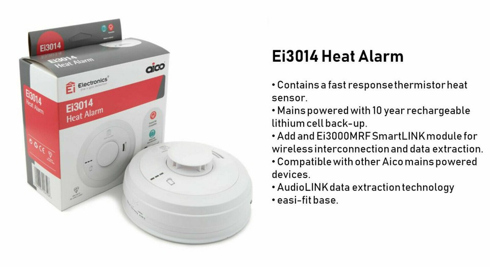 Aico Ei3016 Ei3014 Ei3000MRF Mains Optical Smoke Heat Alarm RF ...