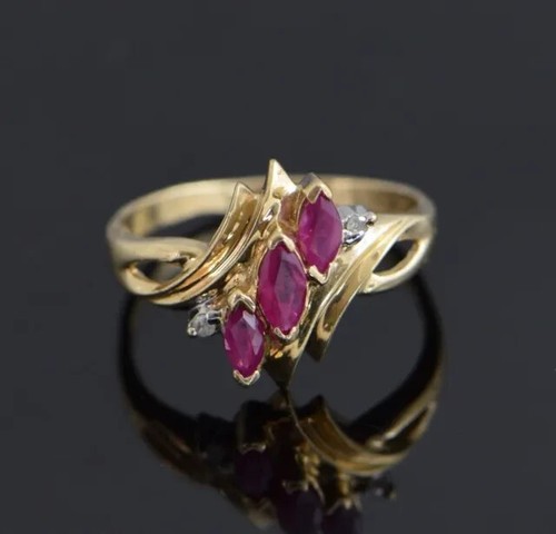 2Ct Marquise Simulated Ruby Three Stone Engagement Ring 14k Yellow Gold Plated | eBay