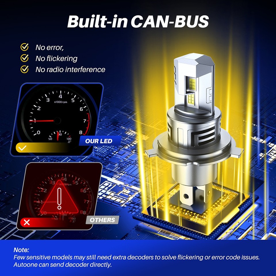 Pair H4 LED Headlight 30000LM Bulb Conversion Kit Hi Lo Beam Super ...