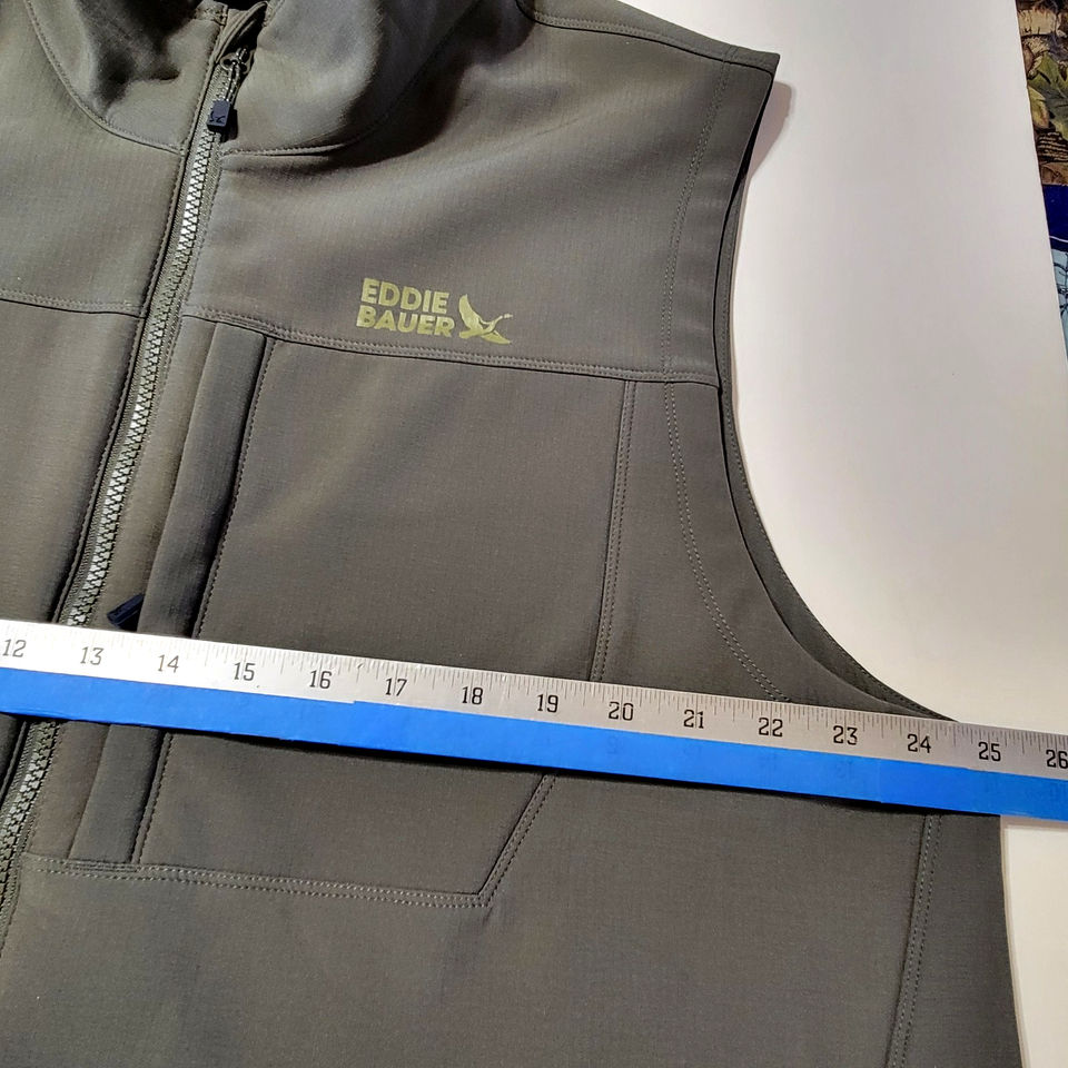 Eddie Bauer Mens XL Soft Shell Vest Green Full Zip Duck Logo New ...