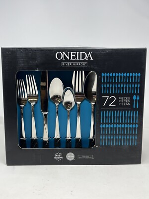 Oneida RIVER MIRROR 72 Piece Silverware Flatware Service for 14 & Serving Pieces | eBay
