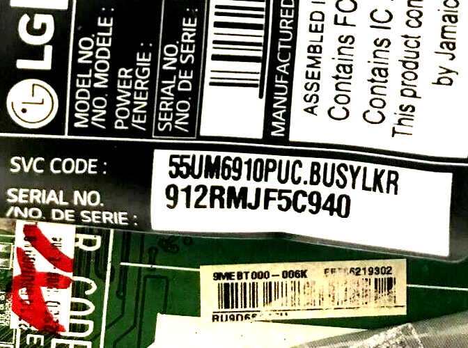 LG EBT66219302 Main Board 55UM6910PUC.BUSYLKR | eBay