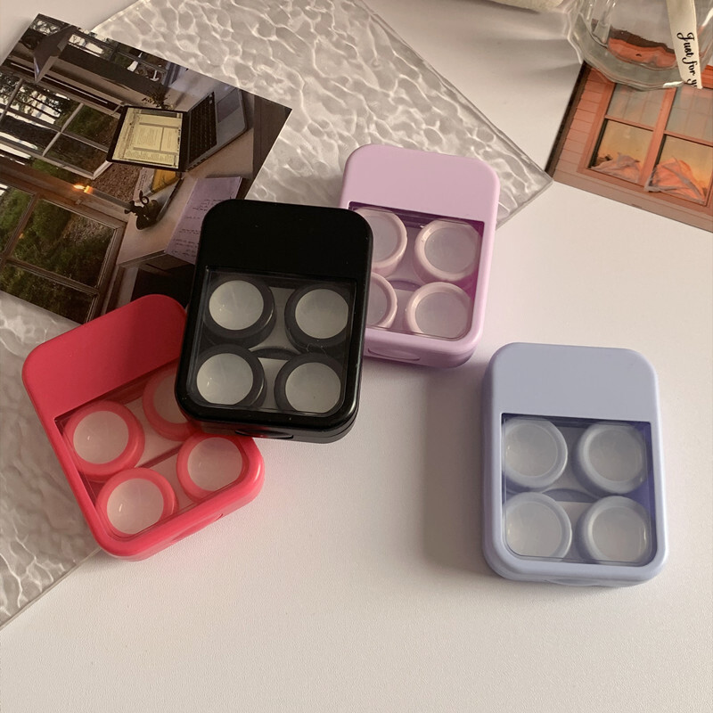 Solid Color Contact Lens Case Simple Portable Contact Lens Storage Box ...