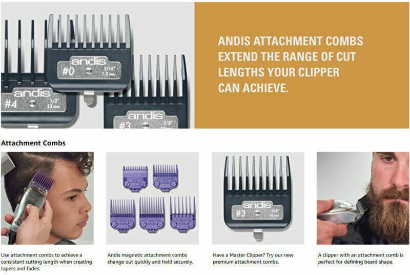 Andis 01410 Master Dual Magnet Small Nano 5-Comb Set 01410 Barber ...