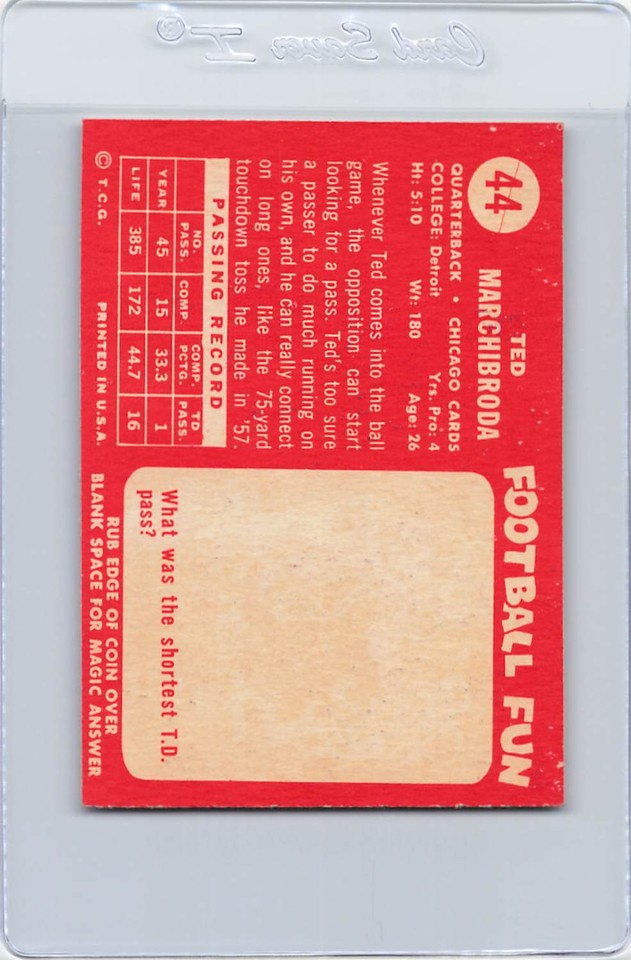 1958 Topps #44 Ted Marchibroda Cardinals EX/MT 1717 | eBay