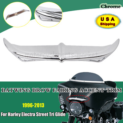 Chrome Batwing Brow Fairing Accent Trim For Harley Electra Glide FLHT/C ...