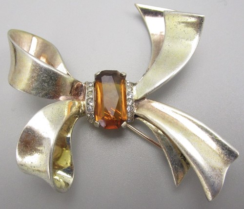 LOVELY ALFRED PHILIPPE TRIFARI STERLING GOLD VERMEIL RETRO STYLE BOW ...